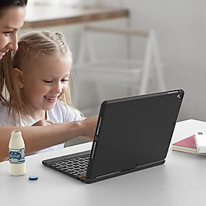 GreenLaw iPad Keyboard Case for iPad 6th 2018 - iPad 5th 2017- iPad Pro 9.7 - iPad Air 2 & 1-360° Rotation - 7 Color Backlit - Wireless Bluetooth - iPad Case with Keyboard, Black