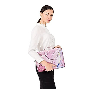 MOSISO 360 Protective Laptop Sleeve Bag Compatible with MacBook Air 15 inch M2 A2941 2023/Pro 16 2023-2019 M2 A2780 M1 A2485 A2141/Pro Retina 15 A1398, 15-15.6 inch Notebook with Belt Marble MO-MBH216
