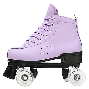 Womens Roller Skates Classic High-top Double-Row Leather Adult Roller Skates Outdoor Four Wheel Double Skates for Girls Unisex 39=US:7.5
