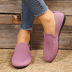 Ladies Fashion Solid Color Breathable Knitting Comfortable Flat Casual Shoes Business Wedges Women Pink