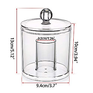 Hipiwe Cotton Ball and Swab Organizer with Lid Apothecary Acrylic Jar Makeup Cotton Organizer Bathroom Storage Canister Jar for Cotton Rounds Pads Q-tips Holder