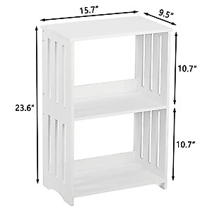 HAYOFAMY 3-Tier End Table Nightstand White, Narrow Side Table with Storage Shelf, Small Bookshelf Bedside Table for Bedroom, Living Room, Office, Bathroom