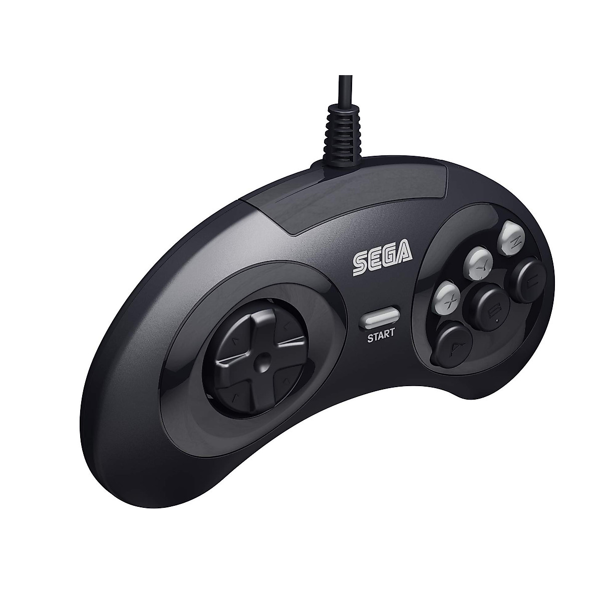 Retro-Bit Official Sega Genesis USB Controller 6-Button Arcade Pad for Sega Genesis Mini, PS3, PC, Mac, Steam, Switch - USB Port - (Black)