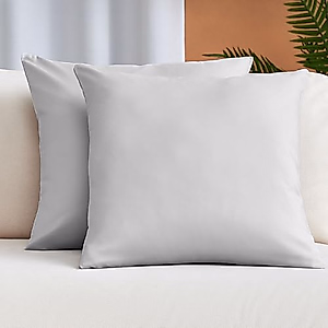 Mellanni Throw Pillow Covers - Pack of 2 Decorative Cover with Hidden Zipper - for Home Decor and Living Room Pillows - Double Brushed Microfiber - Easy Care and Quick Drying (20x20, Light Gray)