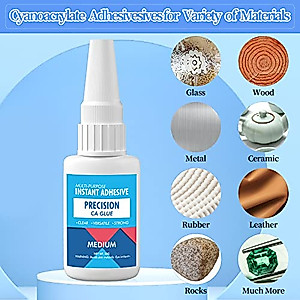 Precision Jewelry Glue Cyanoacrylate Glue Medium CA Adhesive Fast Dry Model Glue with Microtips Applicators for Wood Ceramic Metal Shoe Repair Hobby Crafts and Jewelry Making