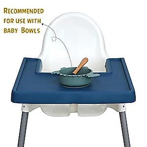 Full Cover Silicone Placemat for IKEA Antilop Baby High Chair, Dishwasher Safe, BPA Free High Chair Tray Accessories for Toddler and Babies (Navy Blue)