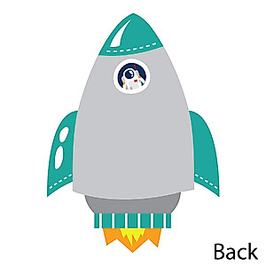 Big Dot of Happiness Blast Off to Outer Space - Shaped Rocket Ship Baby Shower or Birthday Party Thank You Note Cards with Envelopes - Set of 12