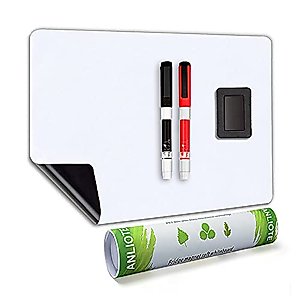Magnetic Dry Erase Board Fridge White Board Sheet 20x13"-Easy to Write and Clean, Flexible Refrigerator Magnet Whiteboard Notepad for Home Kitchen Memo Grocery List, 2 Markers and Eraser with Magnets