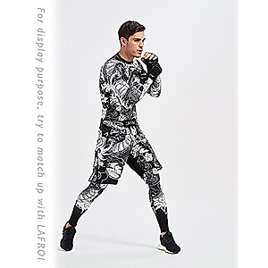 LAFROI Men's Short Sleeve UPF 50+ Baselayer Performance Compression Shirt Rash Guard-CLY08 Hannya Size SM