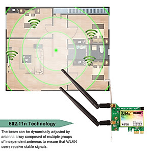 Ubit Network Card, WiFi Adapter AC 7265, AC1200Mbps pcie WiFi Bluetooth Card, 6dBi Antenna Wireless Dual Band (5G/2.4G) WiFi Card for Desktop pc