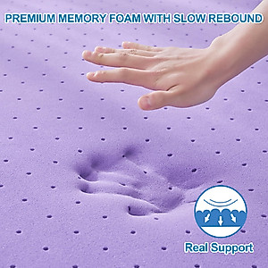 2 Inch Mattress Topper Twin XL(39"×80"), Cooling Gel Infused Bed Toppers for Twin Size Bed, Soft Mattress Pads for Sleeper Sofa, RV, Camper, CertiPUR-US Certified, Purple