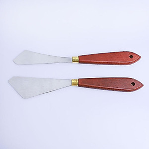 2 Pcs Stainless Steel Palette Knives Wood Handle Art Knives Acrylic Painting Knives Painting Art Scrapers for Oil Canvas Painting