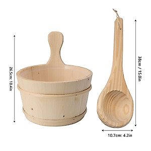 UPQRSG Sauna Bucket and Ladle, Wooden Sauna Bucket Sauna Accessories for Men Women, SpruceHot Tub Barrel Sauna Sauna Spa Accessory with Plastic Liner