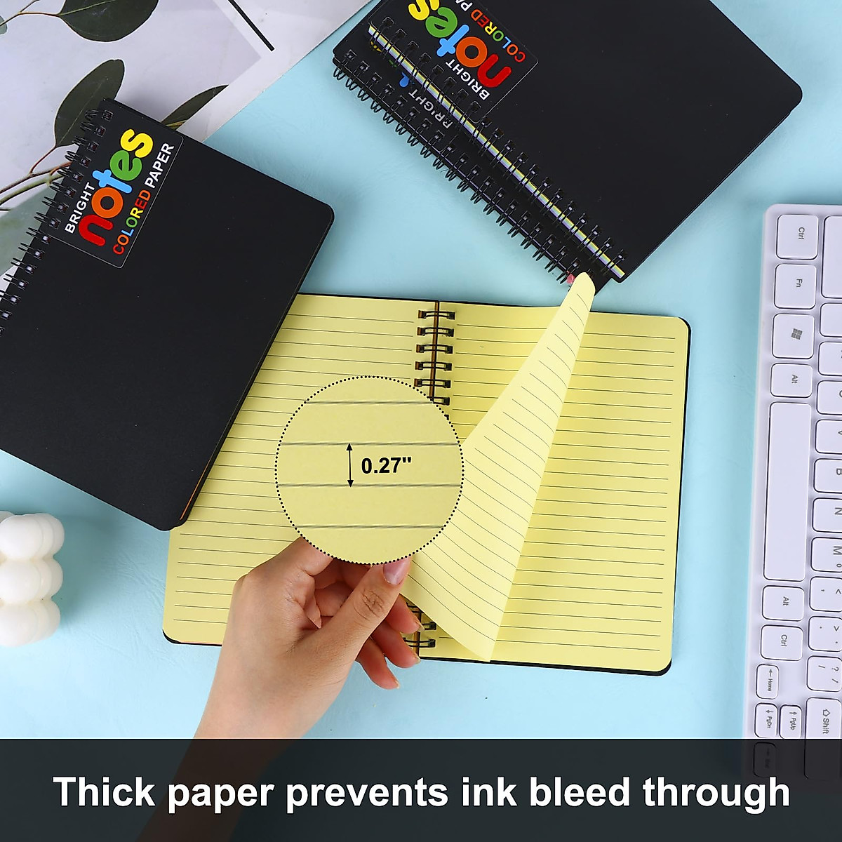 EOOUT 4 Pack Spiral Notebook 5 x 7 Inches College Ruled Note Journals, Poly Cover 7 Bright Neon Colored Lined Paper Memo Pads 100 Sheets/200 Pages for School