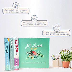 RubyRoo Baby Memory Book with Milestone Stickers - First 5 Years Baby Photo Album, Baby Journal, Scrapbook for Girl - Pregnancy Gift for Baby Shower, Baby Keepsake Record Book for Newborn - Floral