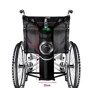 Kakalote Oxygen Backpack Holder Bag for Wheelchair Walker Carrier Portable Oxygen Tank Bag, Black Reflective Stripe Storage Pouch Oxygen Cylinder Bag (Black)