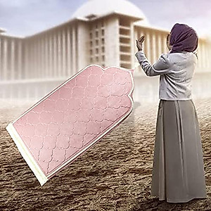 Muslim Prayer Mat, Thick Soft Velvet Muslim Rug, Portable Muslim Prayer Rug, Turkish Prayer Carpet,Janamaz Sajada Carpet for Men and Women Plain Solid Prayer Mat Ramadan Eid Gift.-Beige