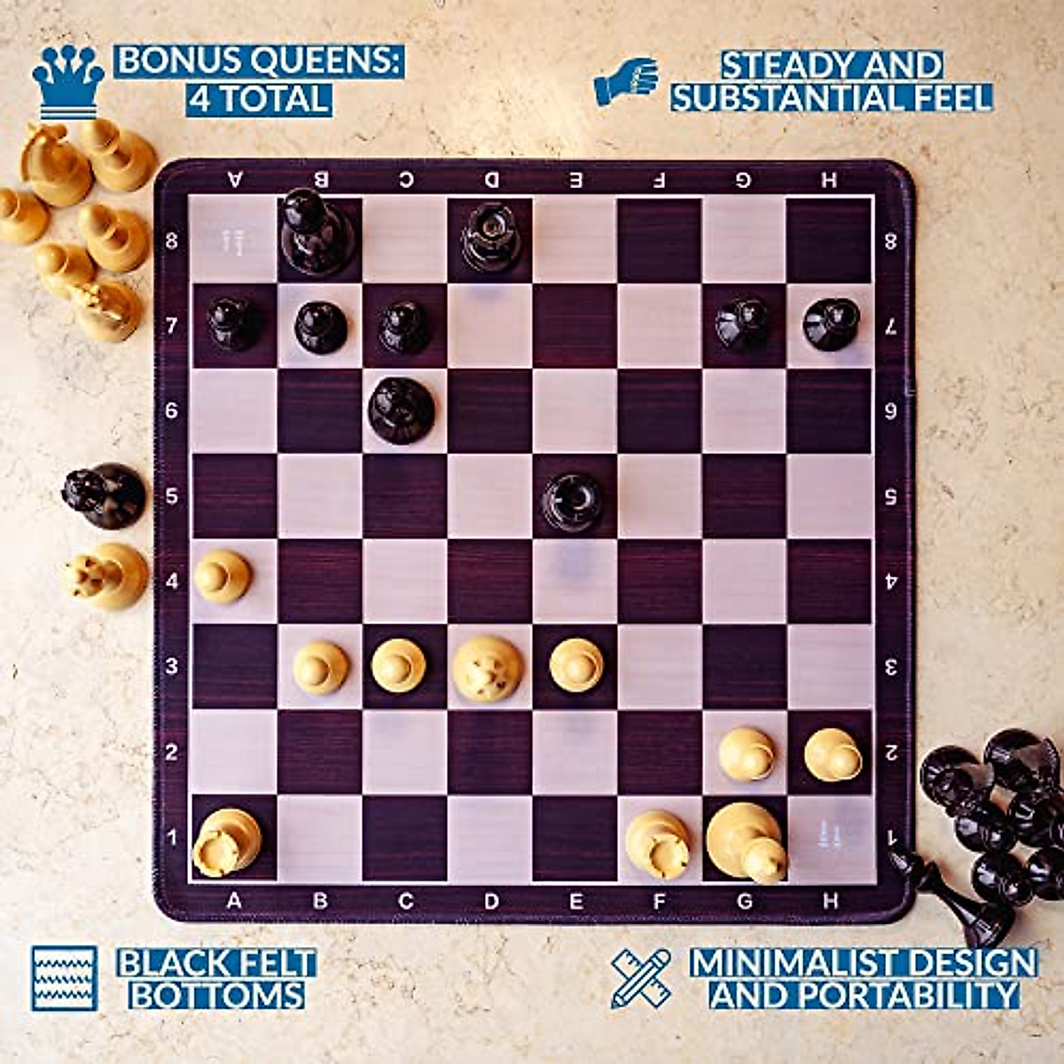 Prevision Chess - Chess Sets for Adults Unique Themed - Ecliptic Design Exotic Chess Set - 34 Weighted Chess Pieces - Roll Up Chess Boards for Adults - Travel Chess Set for Kids