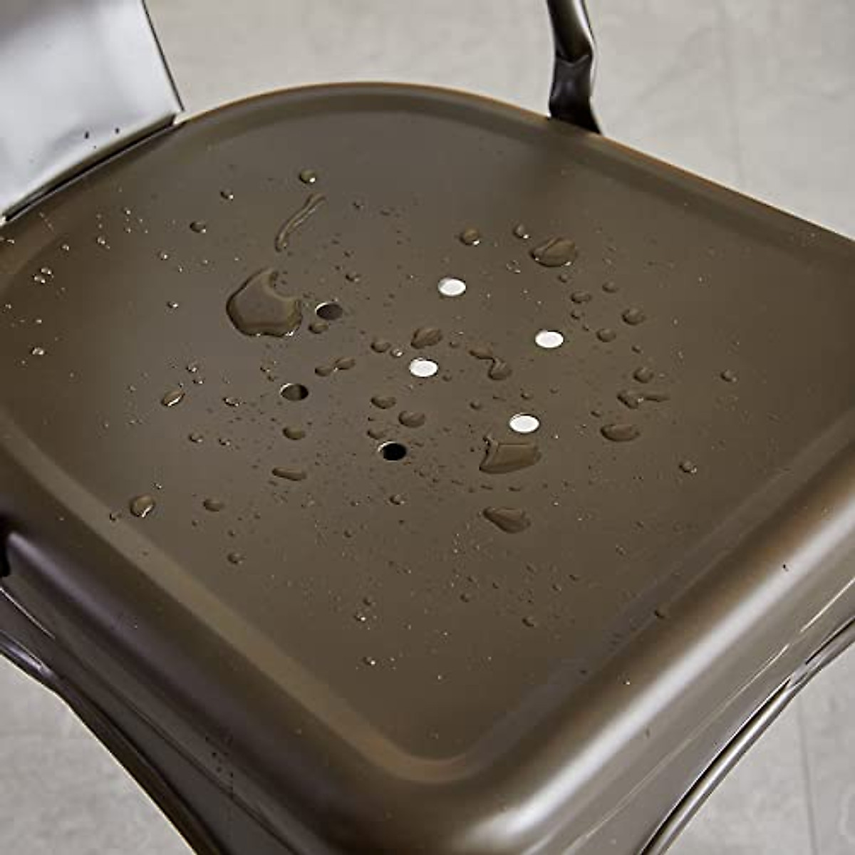 Symylife Metal Stackable Restaurant Dining Chair Patio Chairs 17.7" Seat Height Tolix Side Bar Chairs,Vintage Old-4PC