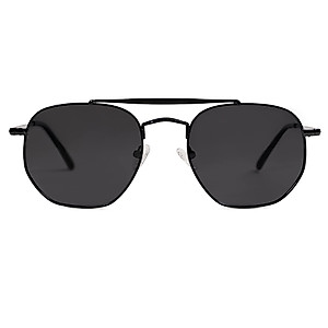 VANLINKER Retro Polarized Sunglasses for Women Men Vintage Shades UV400 Polygon Mirrored Lens VL9689 Black Frame Grey Lenses