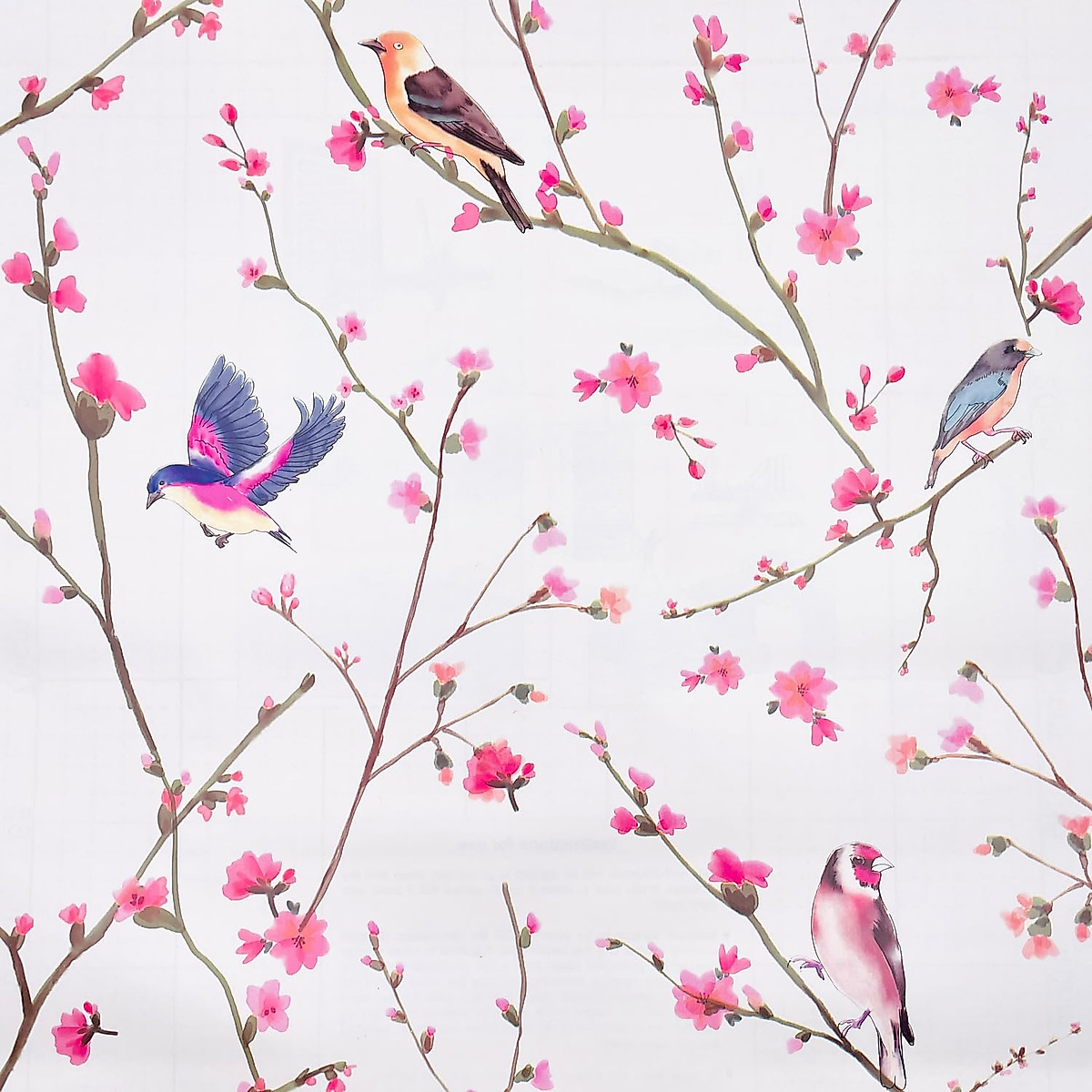 Yifely Peel & Stick Shelf Liner Removable Shelving Paper for Covering Apartment Old Nightstand Closet, Peach Birds, 17.7 Inch by 9.8 Feet