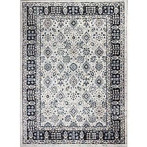 Bashian Collection Area Rug - Luxury Power Loom Polyester - Home Decor for Runner Rug, Entryway Rug, Living Room Rugs, 2.6’ x 8’, Ivory/Charcoal
