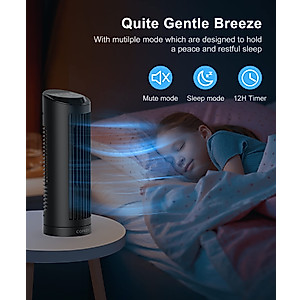 Tower Fan for Bedroom, 20ft/s Quiet Cooling Fan, 70° Oscillating Floor Fan with Remote,Led Display,3 Speed Options,4 Modes,12Timer,13“ Bladeless Portable Table Fan for Bedroom Office Home Black