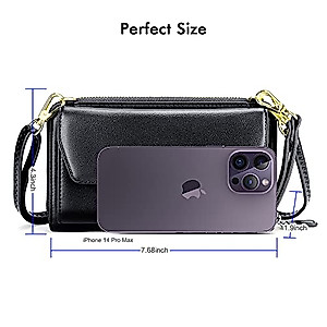 nuoku Wallets for Women Credit Card Slots with RFID Blocking Large Capacity Wristlet, Black