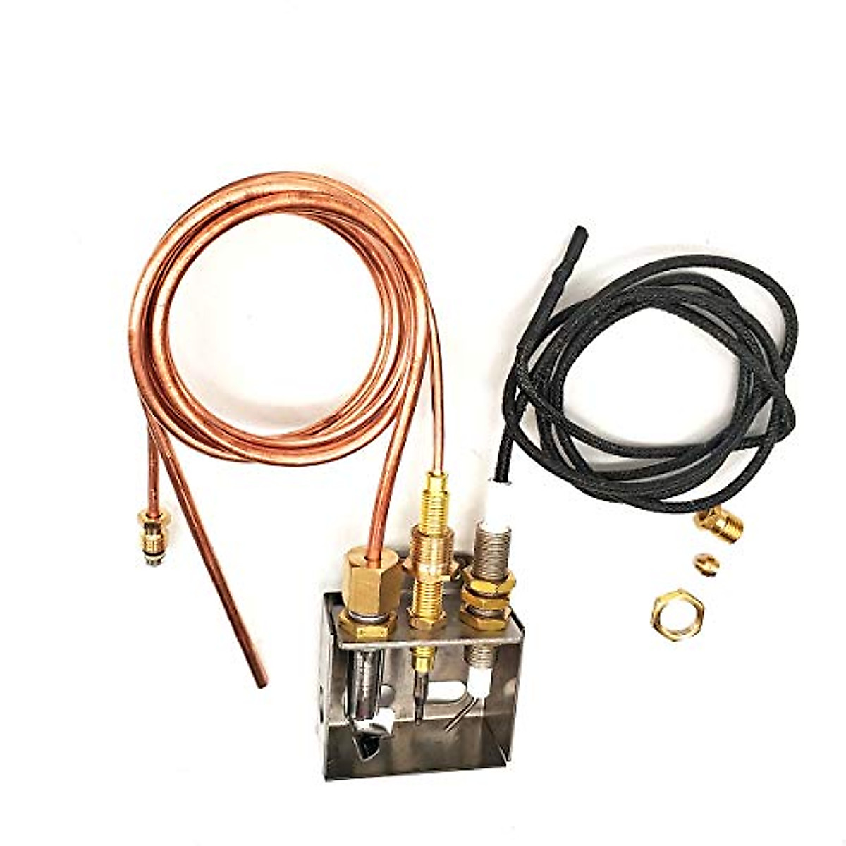 MENSI Propane Gas Fireplaces Fire Pits DIY Safety Replacement Part Pilot Burner Assembly for Propane Igniter Kit M8x1 Thermocoupler with OD 4mm Copper Tube Connection