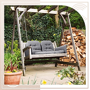 5 Pieces Wicker Patio Cushion Sets Include 1 Loveseat 2 U-Shape 2 Matching Chair Cushions Indoor Outdoor Tufted Settee Bench Cushions Replacement Loveseat Cushions for Outdoor Furniture (Light Gray)