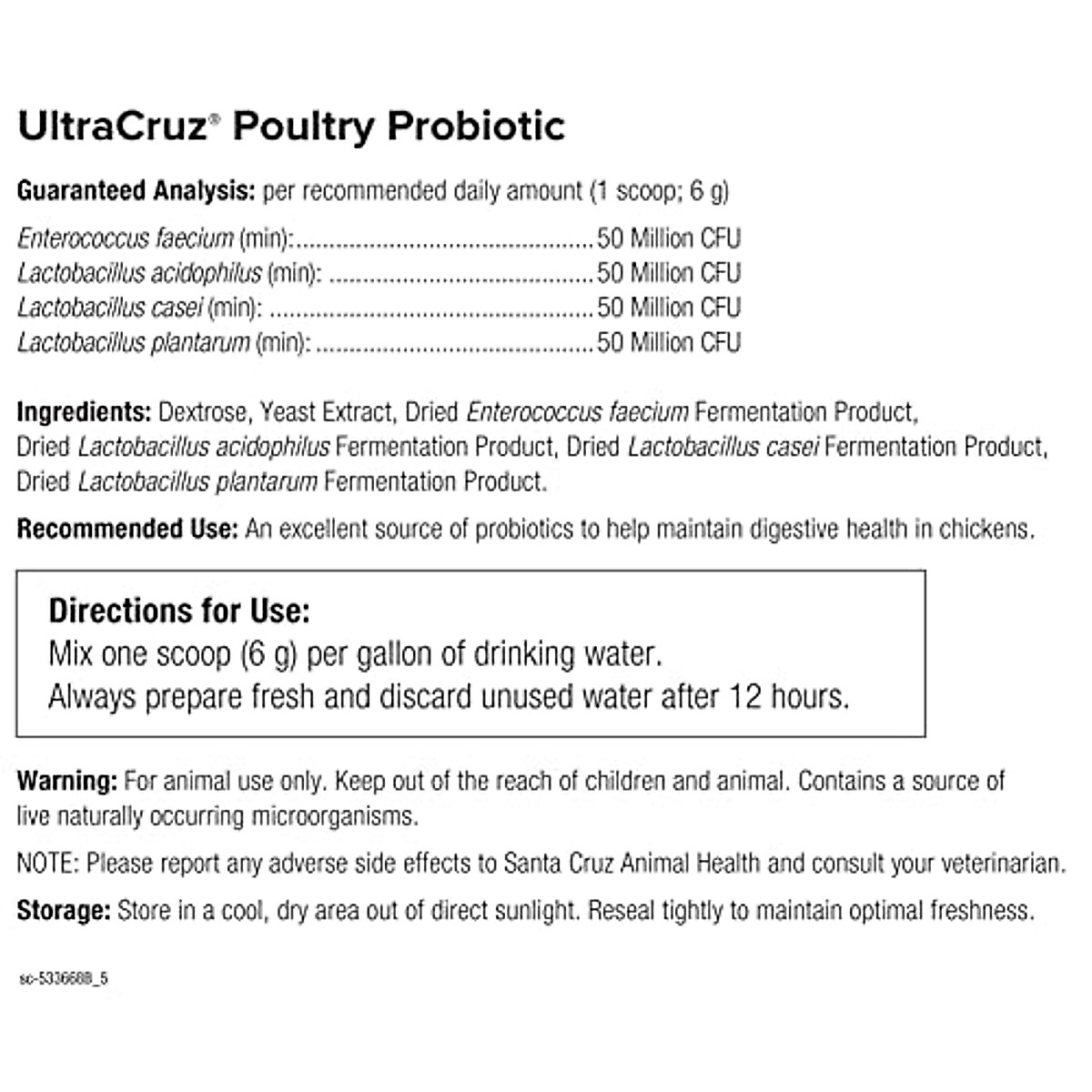 UltraCruz Poultry Probiotic; 2 lb