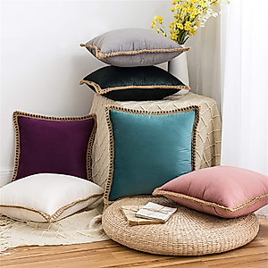 AQOTHES Set of 2 Velvet Decorative Throw Pillow Covers 18x18 Inch, Farmhouse Black Throw Pillows for Couch Sofa Bed Home Living Room Decor