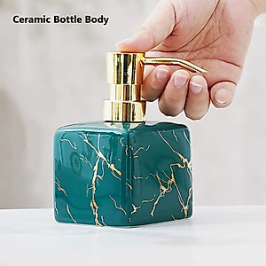 Soap Dispensers 10oz Ceramic Soap Dispenser Set of 3, Countertop Soap Pump with Tray ABS Pump Lotion Dispensers for Kitchen Bathroom Lotion Dispenser (Color : Black+White)