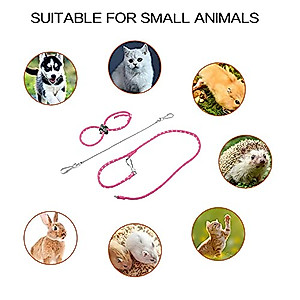 SALUTUYA Small Animal Harness Leash, Squirrel Traction Rope Adjustable Hamster Harness Lightweight for Sugar Glider Squirrel Hedgehog(Pink)