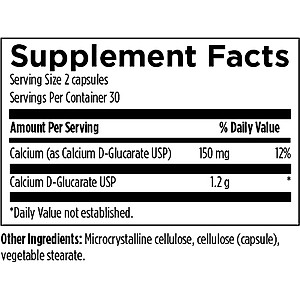 Designs for Health Calcium D-Glucarate - 1200mg CDG for Liver Support - Detoxification + Healthy Hormone Metabolism Support Supplement for Men + Women - Non-GMO, Soy-Free (60 Capsules)