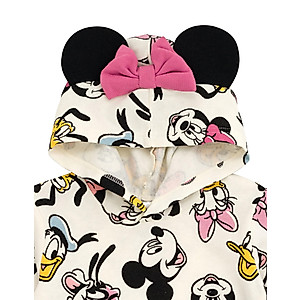 Disney Minnie Mouse Little Girls Fleece Pullover Hoodie White/Bow 7-8