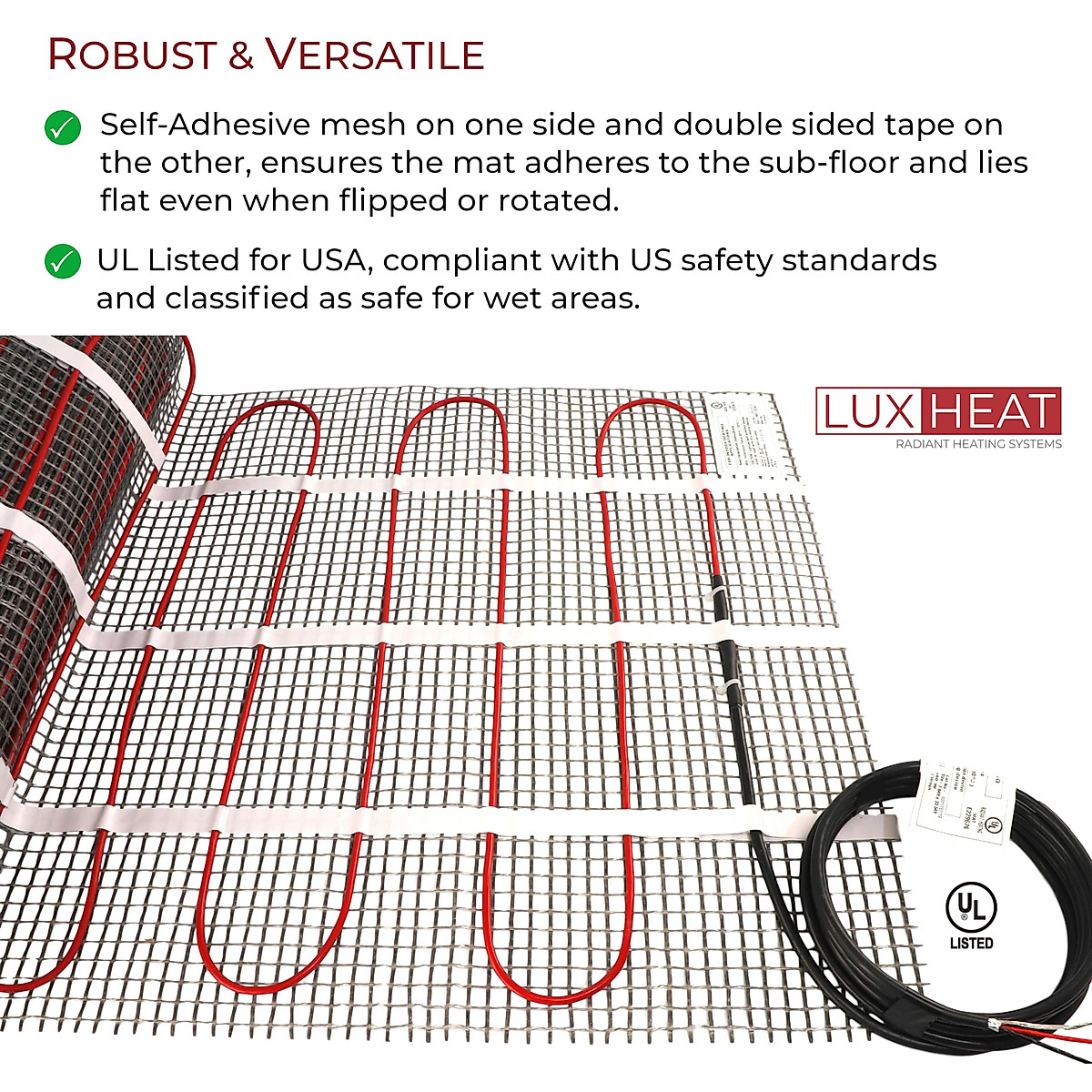 LuxHeat 30 Sqft Mat Kit, 120v Electric Radiant Floor Heating System for Under tile, Stone and Laminate. Kit Includes Alarm, Heated Floor Mat, OJ Microline Programmable Thermostat with GFCI & Sensor