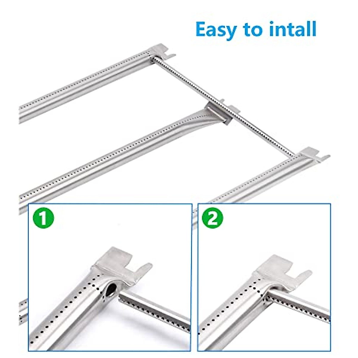 GasSaf 24.5 inch Flavorizer Bar and Burner Tube Set Replacement for Weber 7539, 7540 67820 67722, Genesis 300 Series Grills