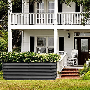 PINTIA1 Steel Raised Garden Beds for Vegetables Flowers, Large Outdoor Planter Herbs Garden Bed Galvanised Steel (6X3X1.45 FT, Charcoal Grey)