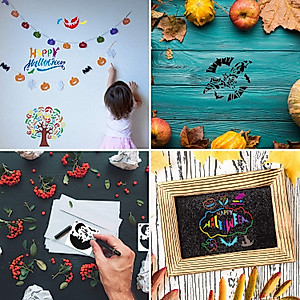 FEBSNOW 32 Pcs Halloween Painting Stencils Reusable Halloween Template Pumpkin Witch Skeleton Skull Vampire for DIY Craft Drawing Painting Spraying Window Glass Wood Airbrush Walls Art