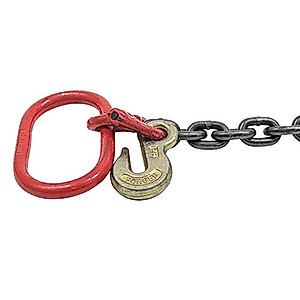 Mytee Products 3/8" x6' G80 15" Long Shank J Hook Tow Chain Recovery w/Eye Cradle Grab Hook - 7100 LBS WLL - Rollback Towing Chain for Car Wrecker Recovery Flatbed Trailers Truck - Towing Equipment