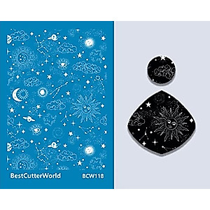 EZILLION 6PCS Silk Screen Stencil for Polymer Clay - Universal,Star,Sun,Moon Style Polymer Clay Silkscreen,Clay Earring Silkscreen Tools,Polymer Clay Kits