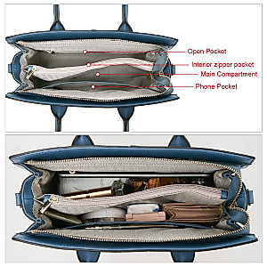 LAORENTOU Cow Leather Tote Handbag for Women Vintage Shoulder Bag Top Handle Purse with Embroidery Satchel Bag