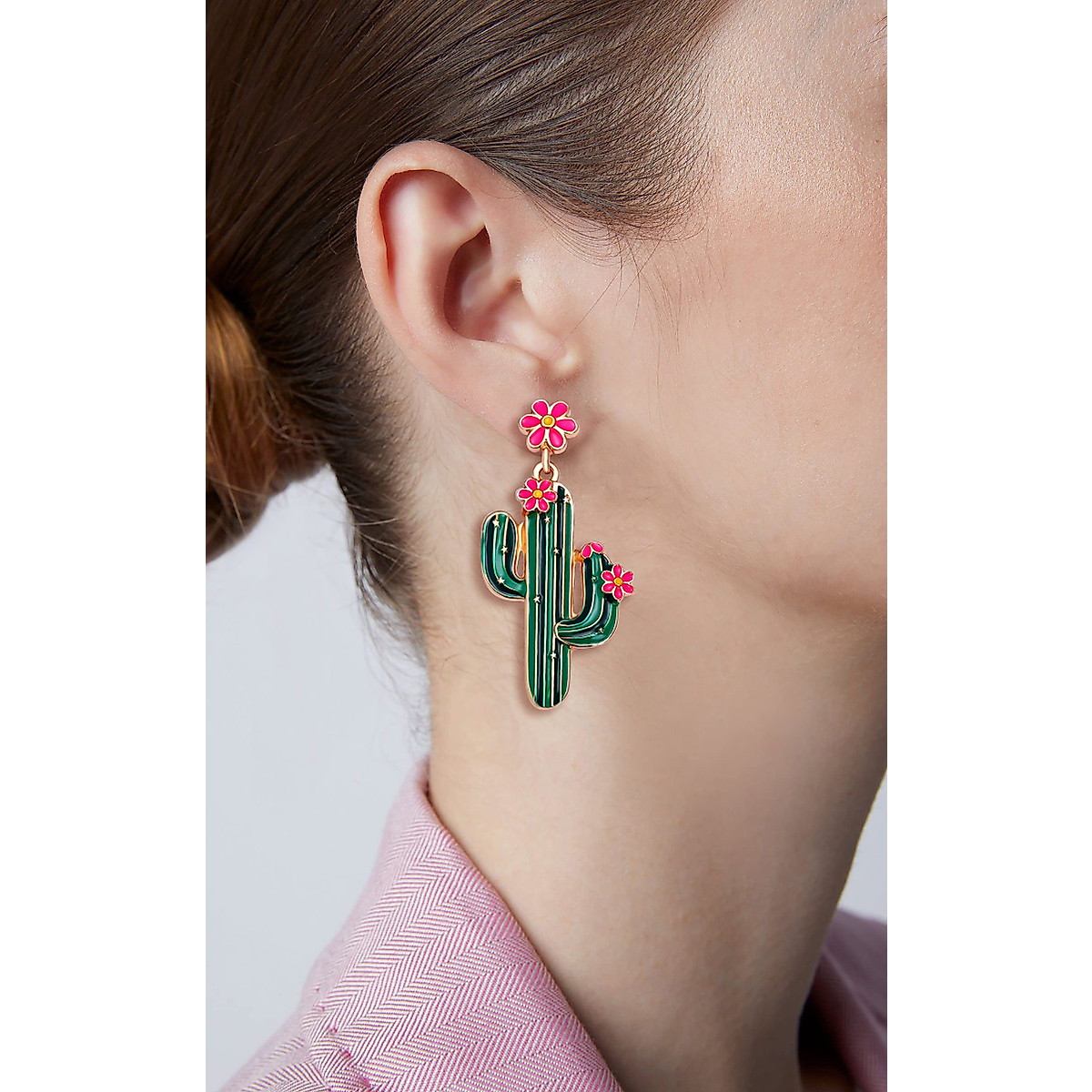 BVGA Metal Dangle Earrings for Women Statement Cactus Strawberry Palm Leaf Monstera Drop Dangle Earrings Fashion Jewelry