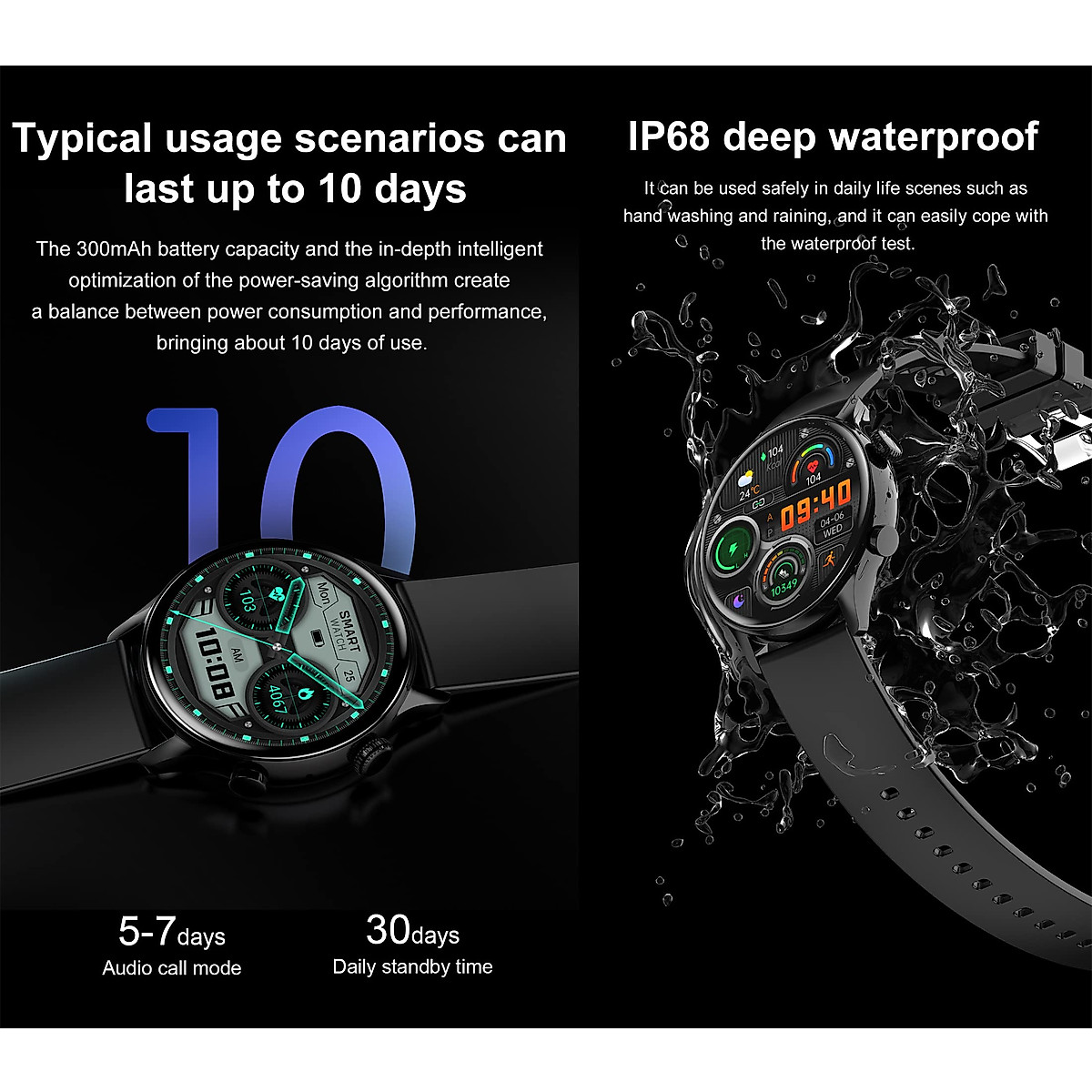 HANDA HK8 Pro Smart Watch for Men Women, Fitness Tracker Smartwatch with Always-on AMOLED Screen Heart Rate Sleep Monitor Pedometer Bluetooth Call IP68 Waterproof Activity Tracker (Silver), 1.36 inch