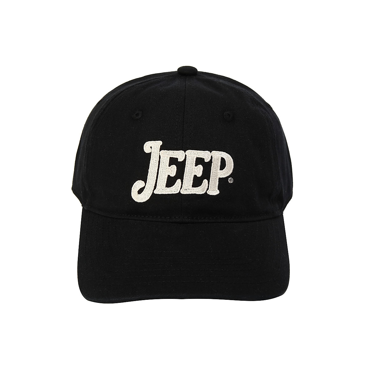 Jeep Vintage Script Logo Heavy Chino Twill Hat - Black