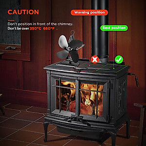 4-Blade Heat Powered Stove Fan, Fireplace Fan with Designed Silent Operation Circulating Warm Air Saving Fuel Efficiently for Home/Wood/Log Burner/Fireplace