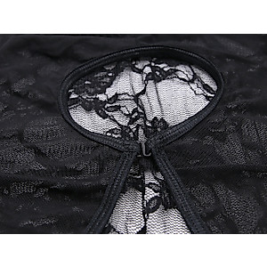 ALOECDYV Women Sexy Lingerie Nightwear - One-Piece Bodysuit Nightie Plus Size, Black (Black, XL)