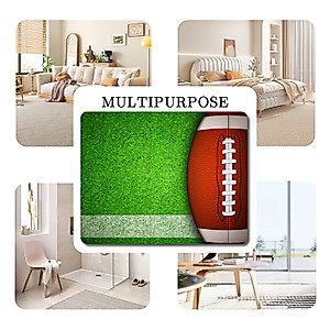 QH American Football Green Grass Area Rug 5'x6' Floor Mats Washable Non-Slip Large Rugs for Living Room Kitchen Bedroom Dining Room Outdoor Home Decor