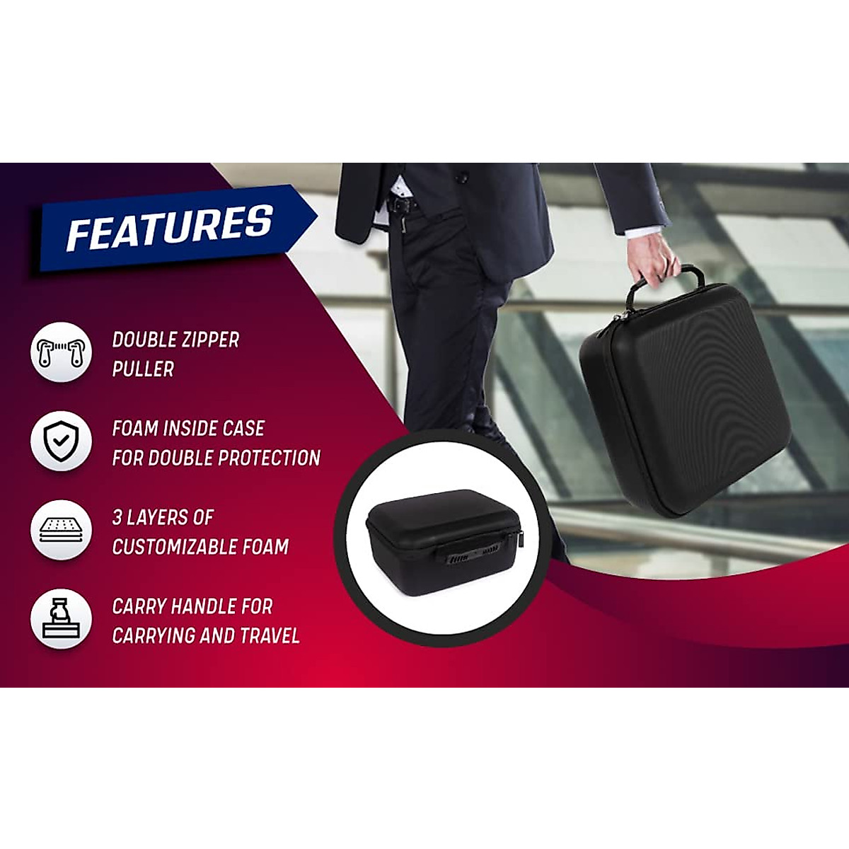 Protective Hard Case With Customizable Foam – 9.5 Inch Lightweight Hard Shell Case for Electronics, Cameras, Tablets, Phone & More – 9.5 x 7.5 x 4.75Inches